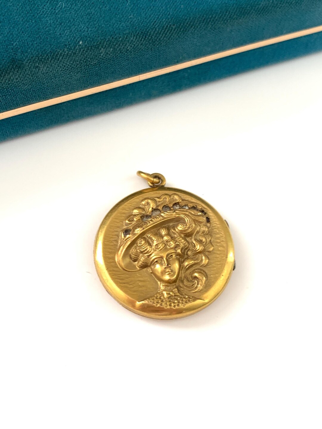 Antique Art Nouveau Side Eye Lady Locket, Vintage Gold Filled Art ...