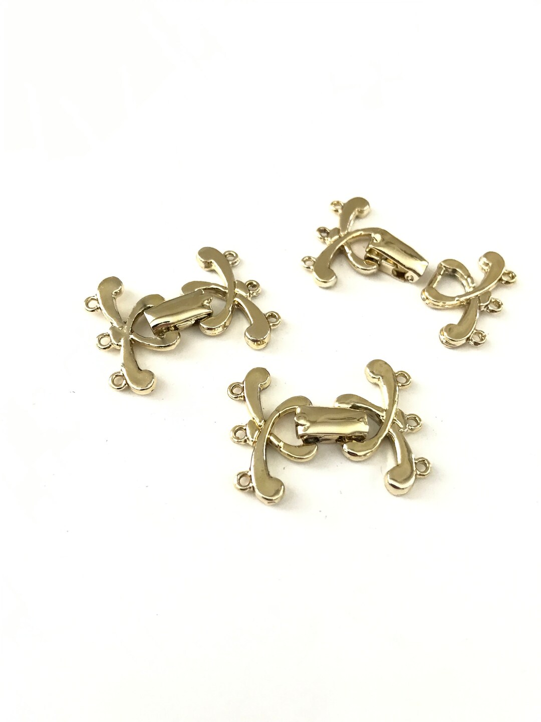Vintage Fold Over Clasps // Triple Strand Clasp 3 to 1 String Clasp for ...
