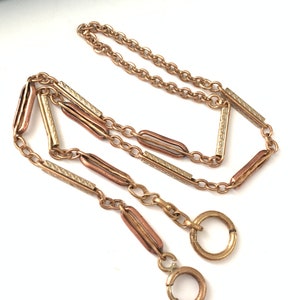 Vintage 15.5" Rolled Gold Plated Watch Chain Necklace, Antique ...