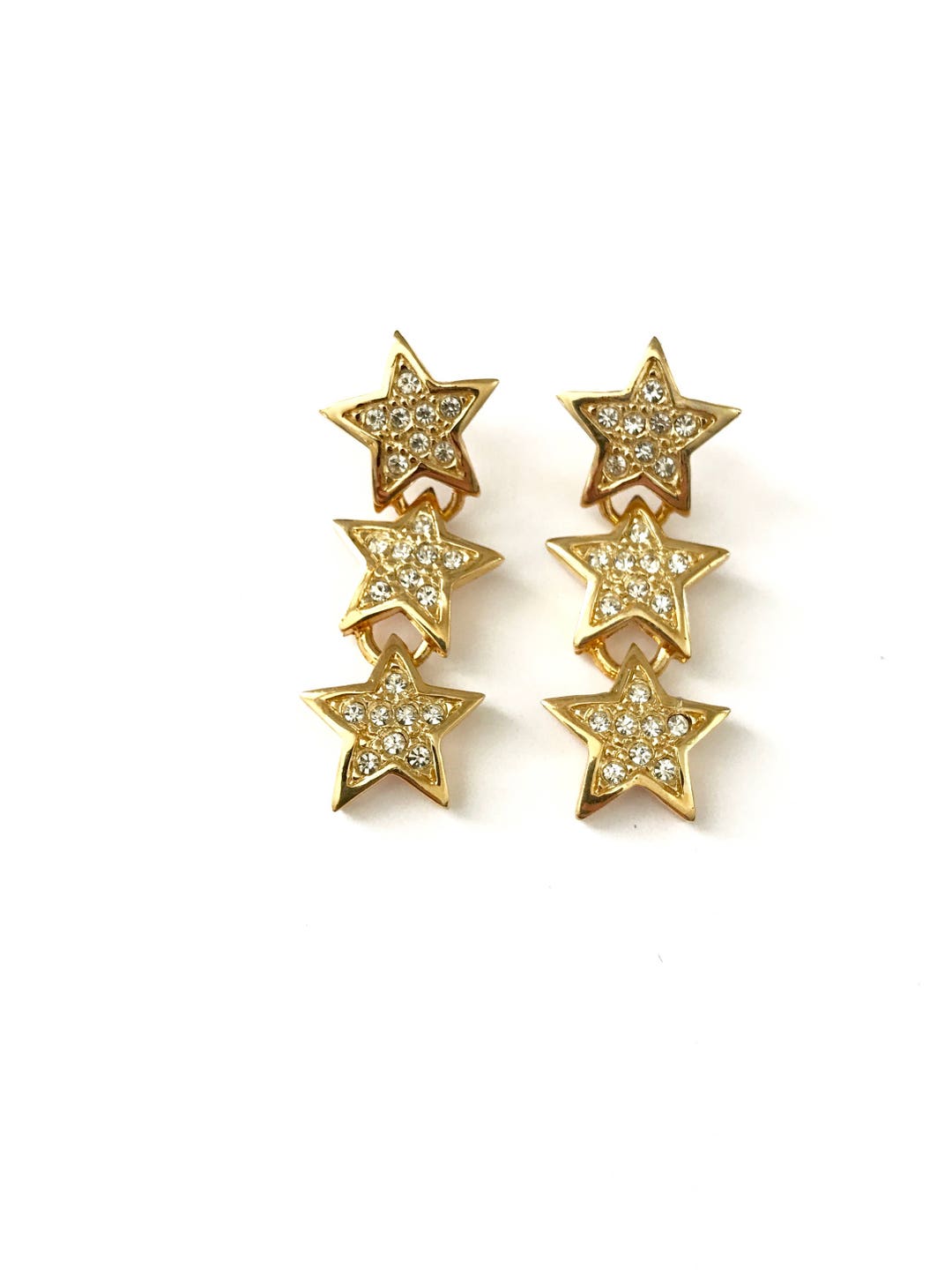 Vintage Rhinestone Star Tiered Dangle Drop Earrings - Etsy