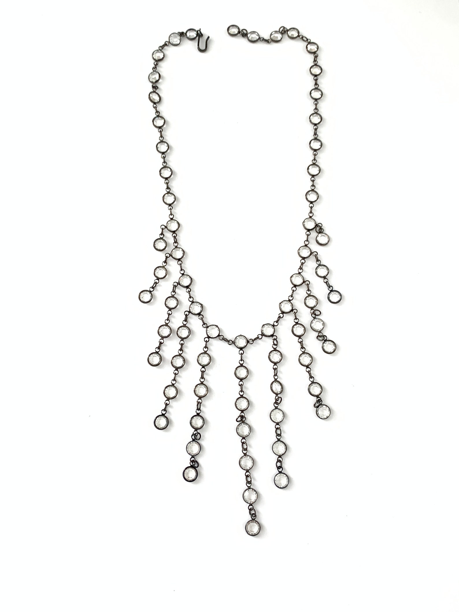 Vintage Crystal Bezel Open Back Statement Necklace, Vintage Bezel ...
