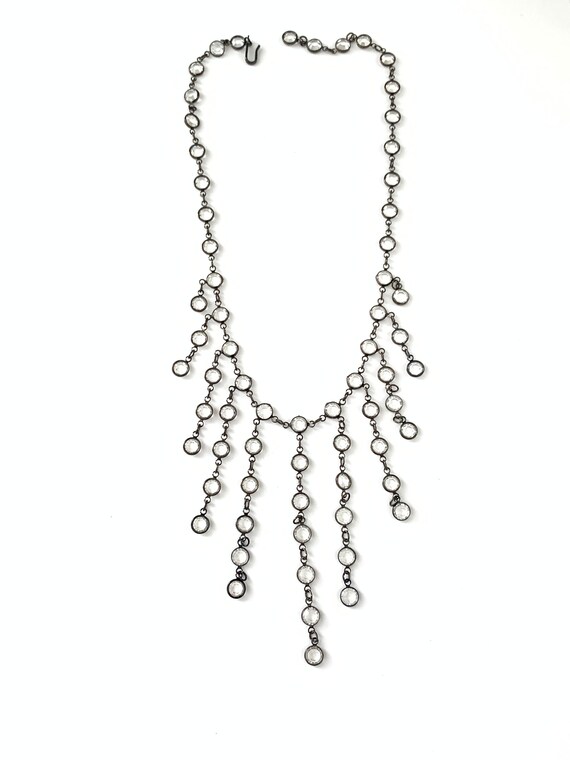 Vintage Crystal Bezel Open Back Statement Necklace, V… - Gem