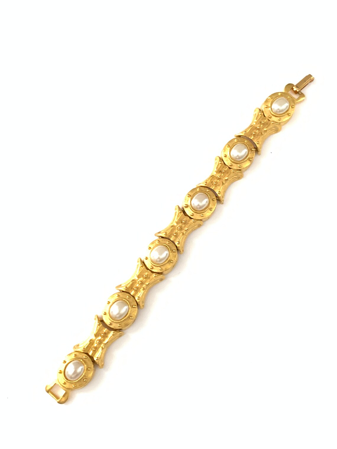 Vintage Etruscan Inspired Granulated Link Faux Pearl Chain - Etsy