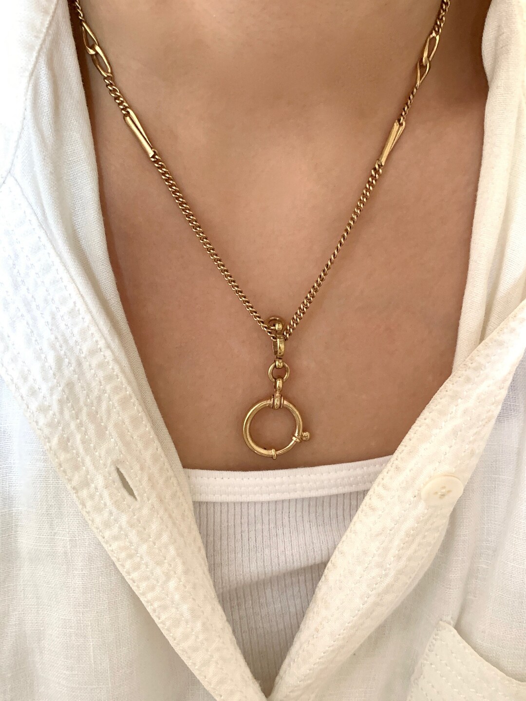 Antique 18 Rolled Gold Plated Curb Chain Necklace With - Etsy