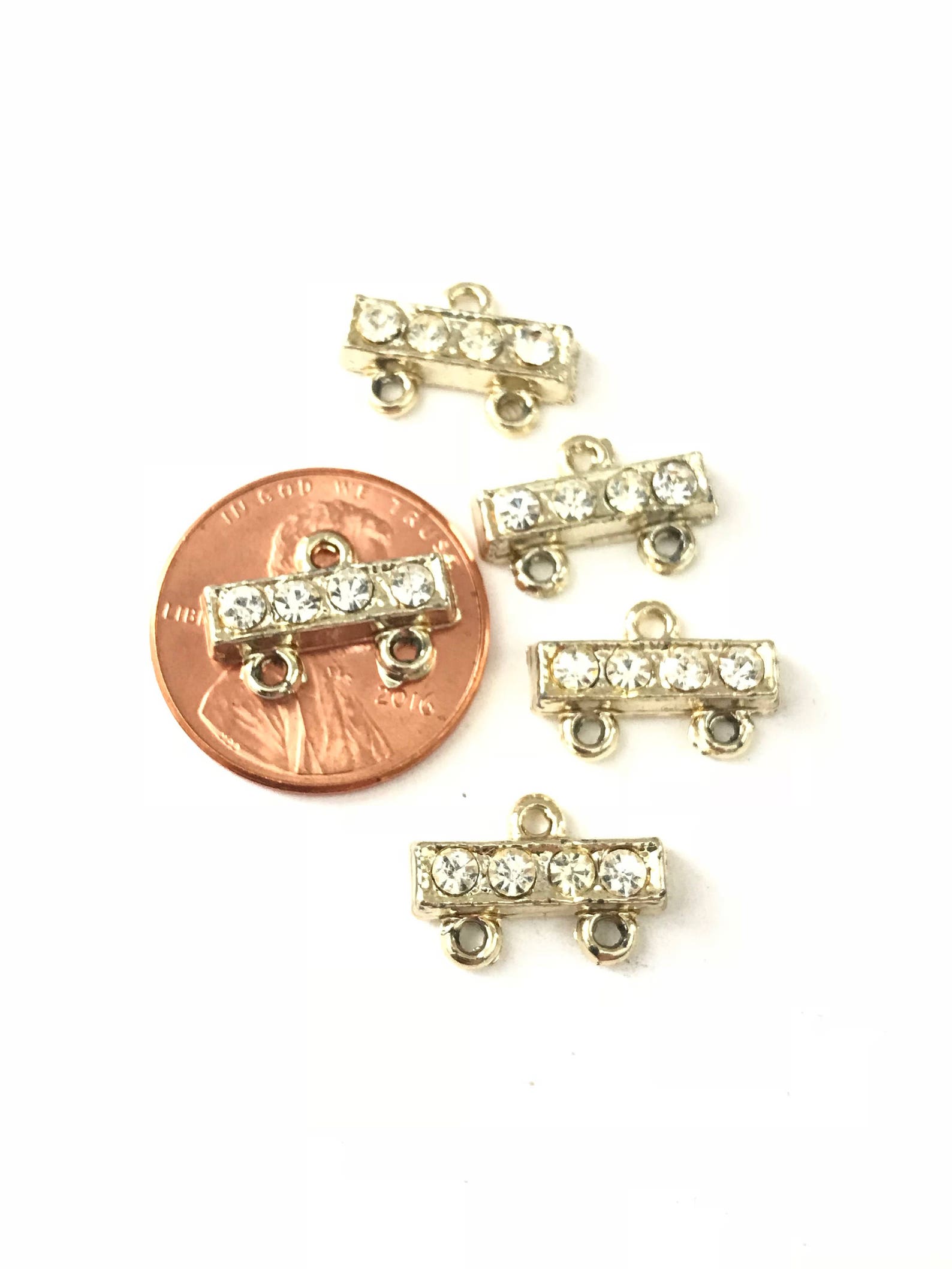10 Vintage Deco Rhinestone Connectors Two Strand to One // Connector ...