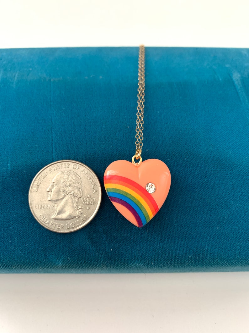 Vintage Rainbow Heart Necklace - Etsy