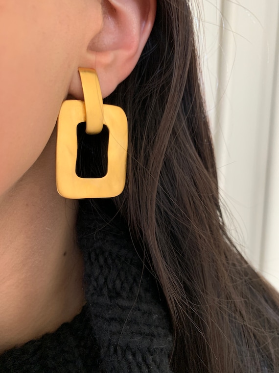 Square door knocker earrings store