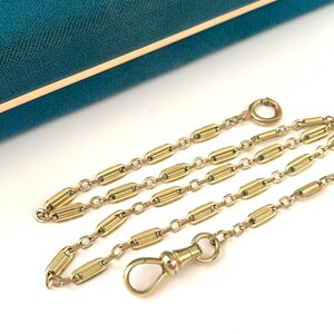 Vintage 15 3/8 Art Deco Bar Link Green Gold Filled Watch Chain, Antique ...