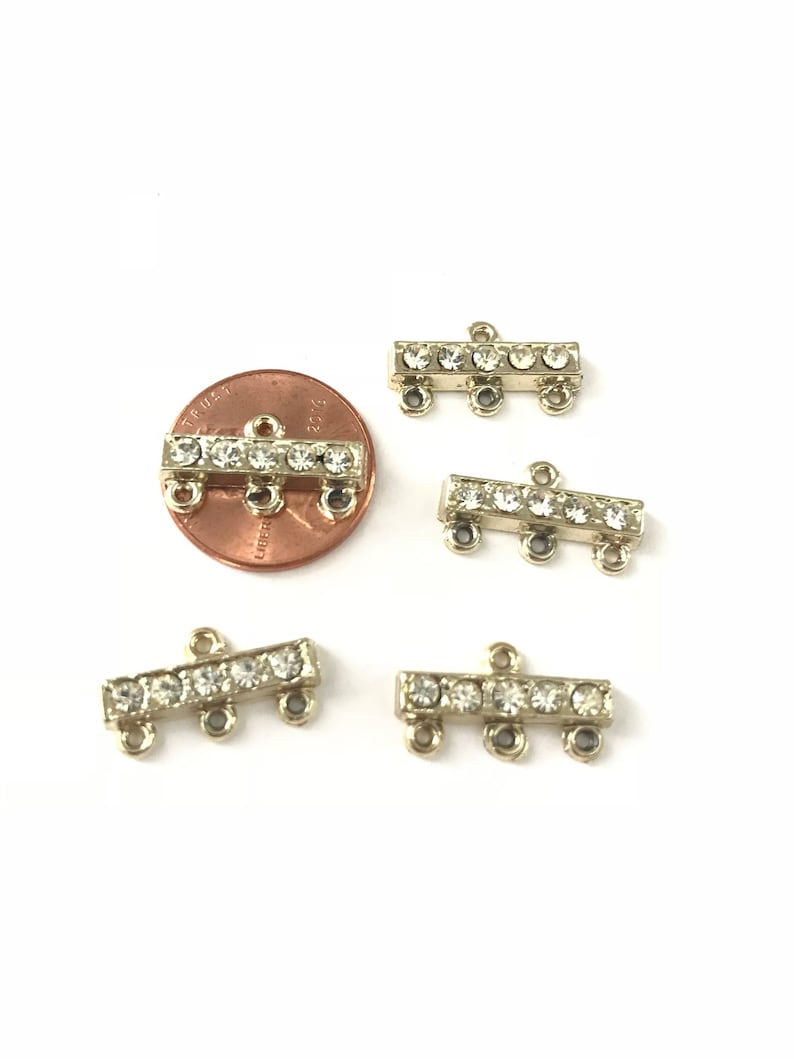 Vintage Deco Rhinestone Connectors Three Strand to One // Connector ...