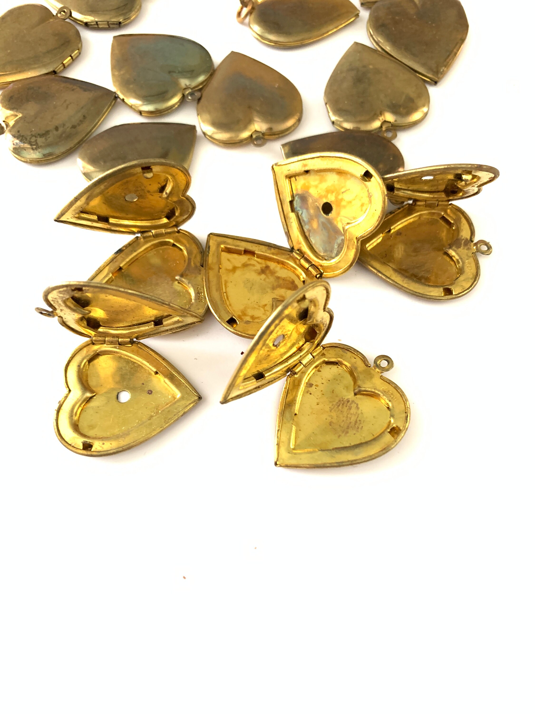 8 Vintage Blank Heart Photo Lockets, Vintage 1950s Heart Locket Blank ...
