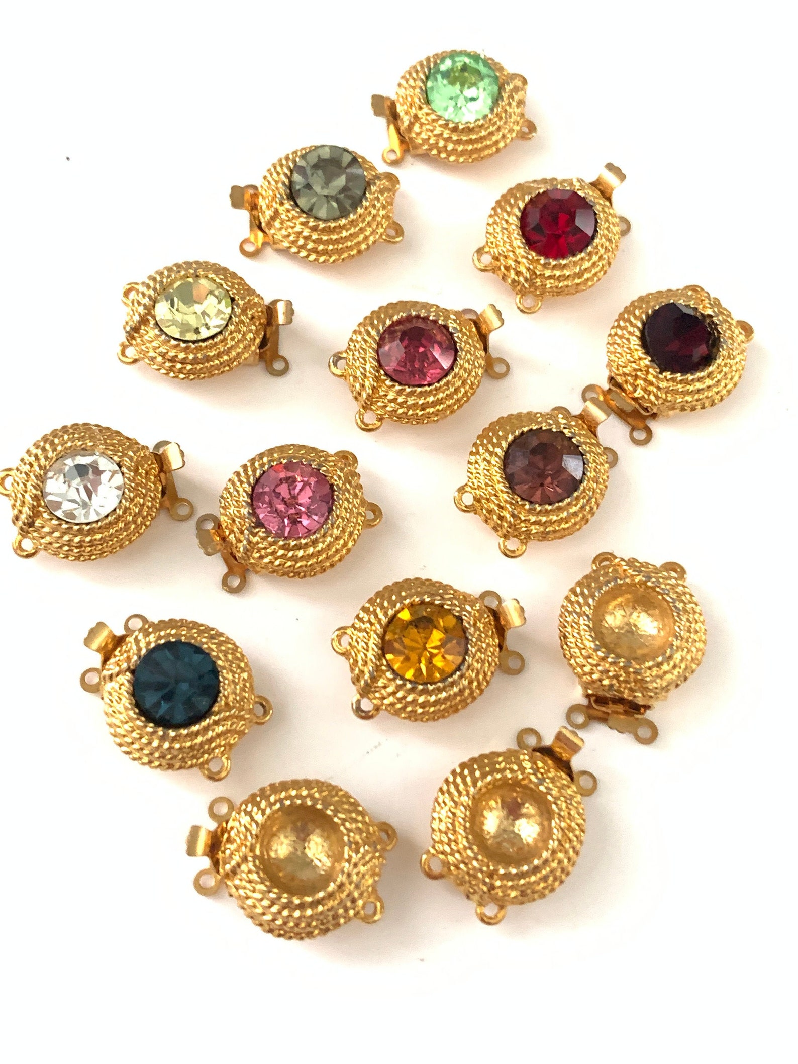 Vintage Gold Tone Rhinestone Double Strand Clasp - Etsy