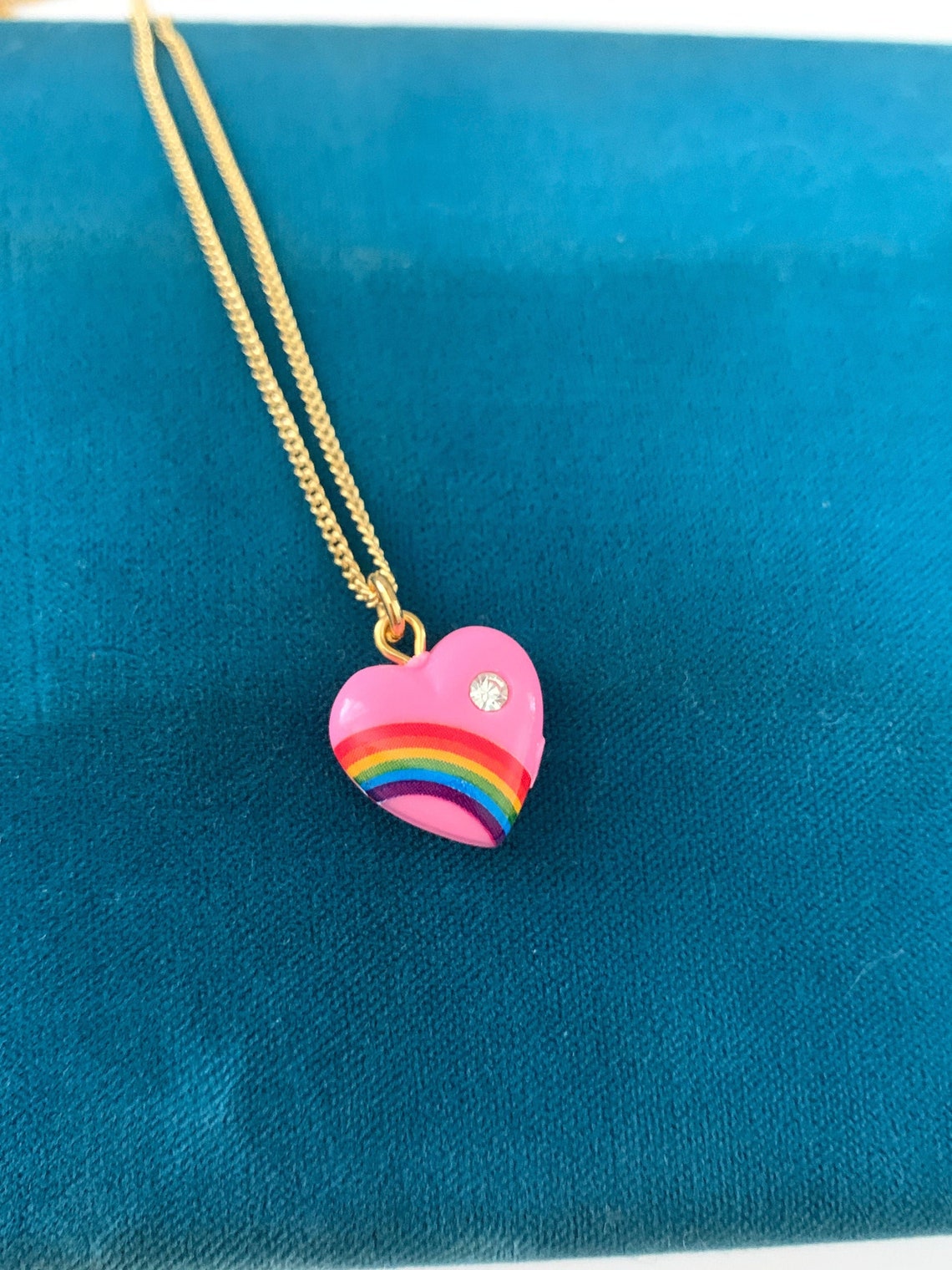 Mini Rainbow Heart Necklace | Etsy