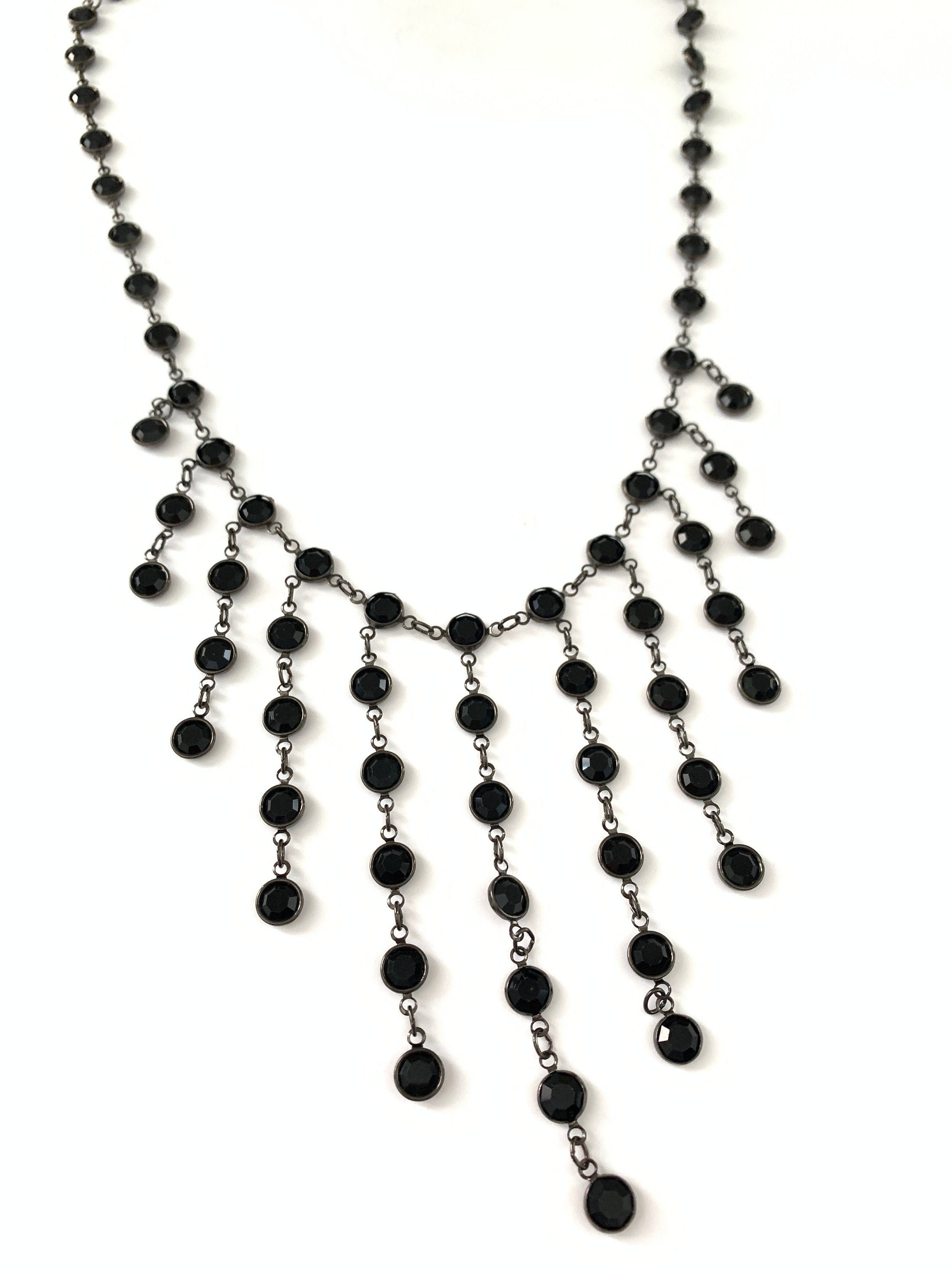 Vintage Crystal Bezel Open Back Statement Necklace // Bib Necklace - Etsy
