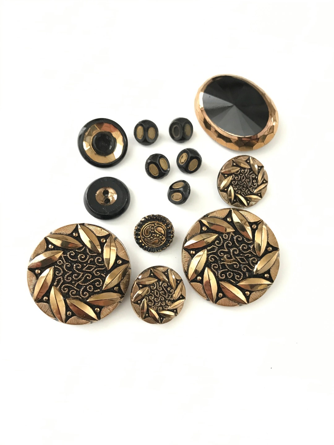 Antique Victorian Lot of Lacy Glass Buttons // Gold Luster Glass ...