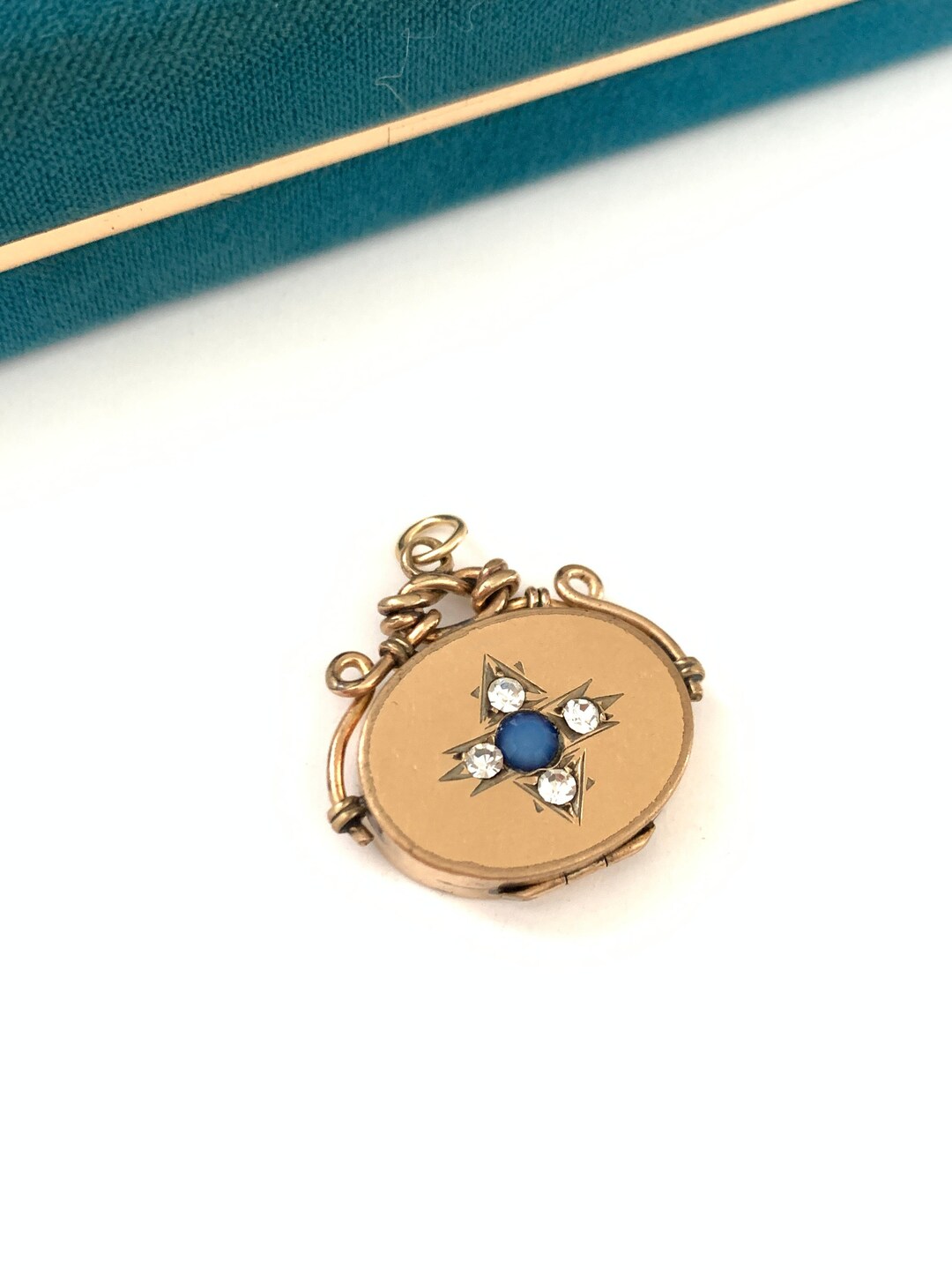 Antique Victorian Star Locket Fob, Gold Filled Rhinestone Star Locket ...