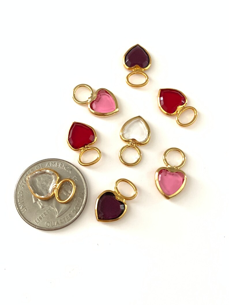 Vintage Glass Heart Charms With Loop Heart Slide Charms - Etsy