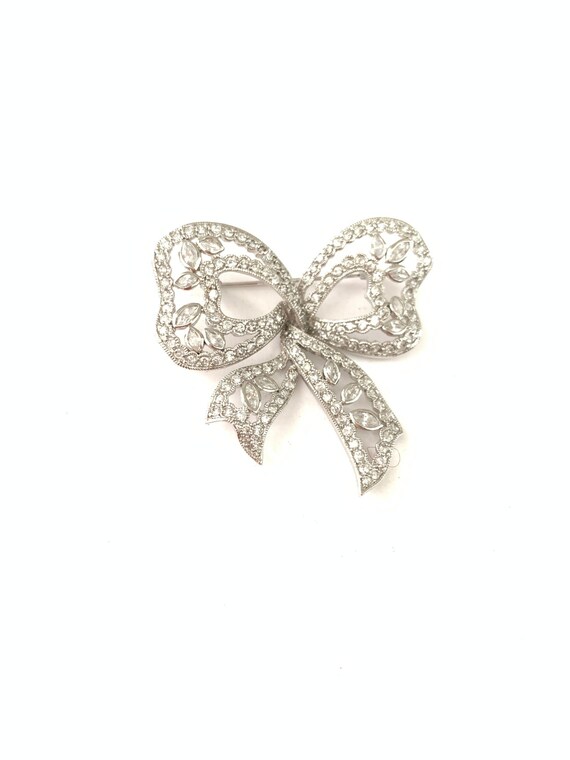 Beautiful Vintage Art Deco Style Clear Rhinestone Ribbon Bow | Etsy