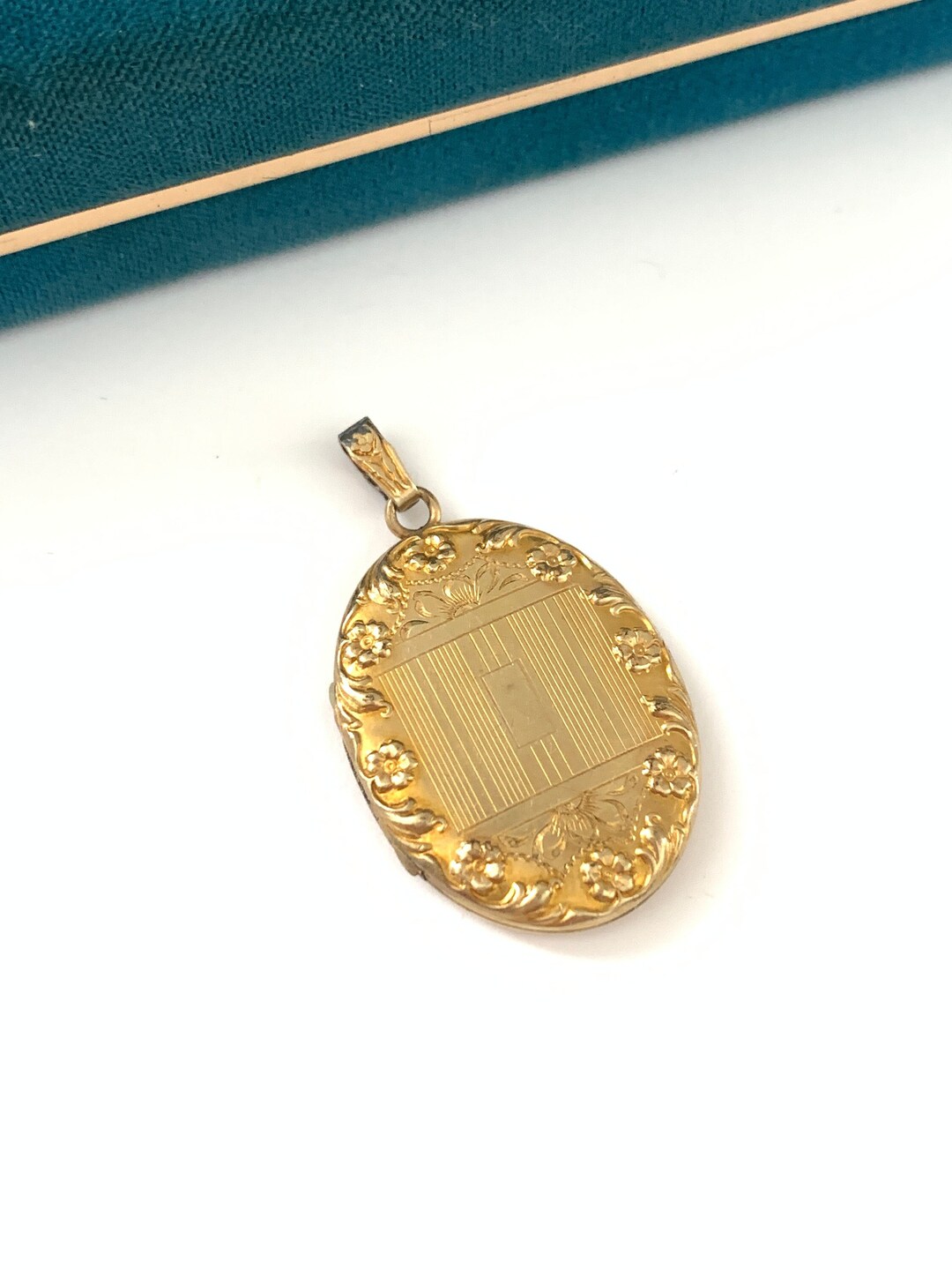 Vintage Art Deco Gold Filled Floral Secret Garden Gates Oval Locket ...
