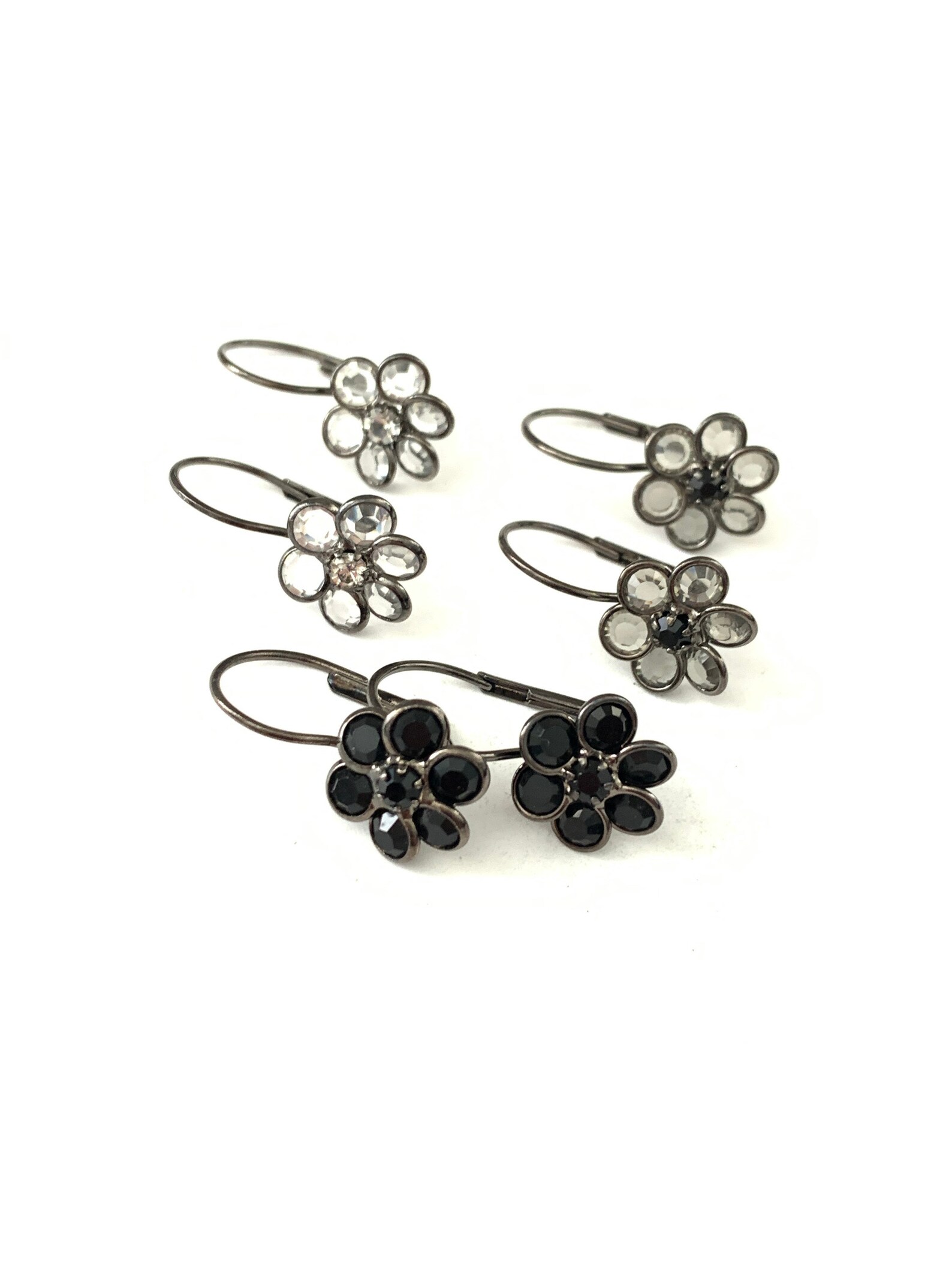 Vintage Glass Bezel Flower Lever Back Earrings Bezel Flower - Etsy