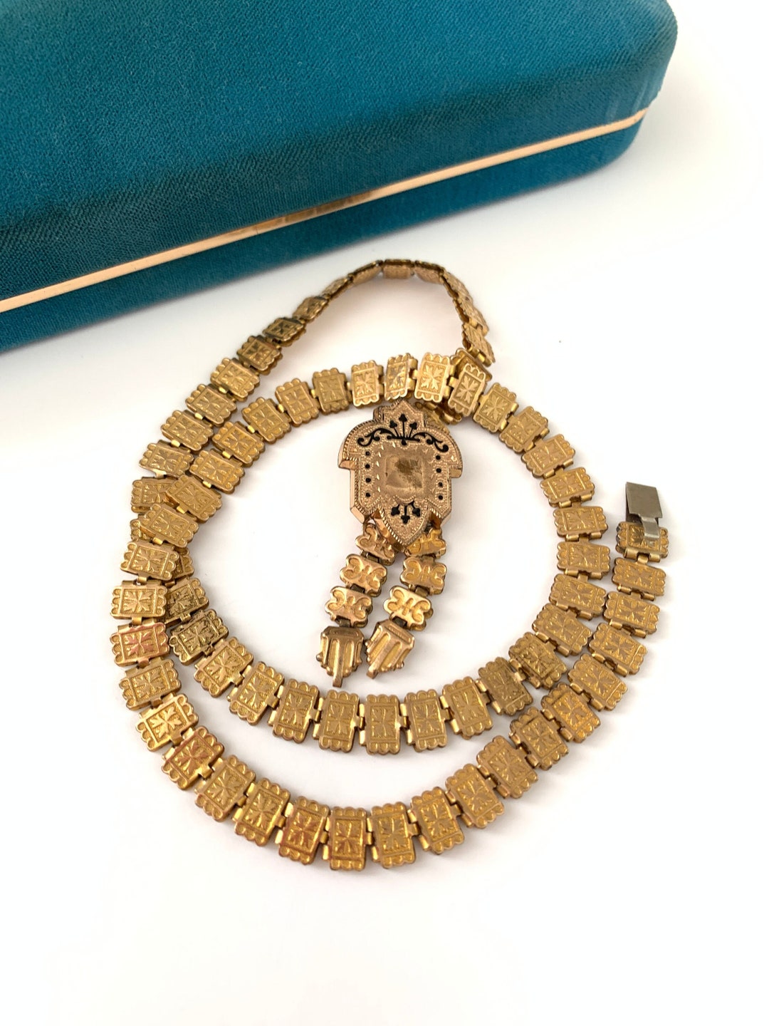 Antique Victorian Gold Filled Book Chain Necklace, Vintage Fancy Link ...