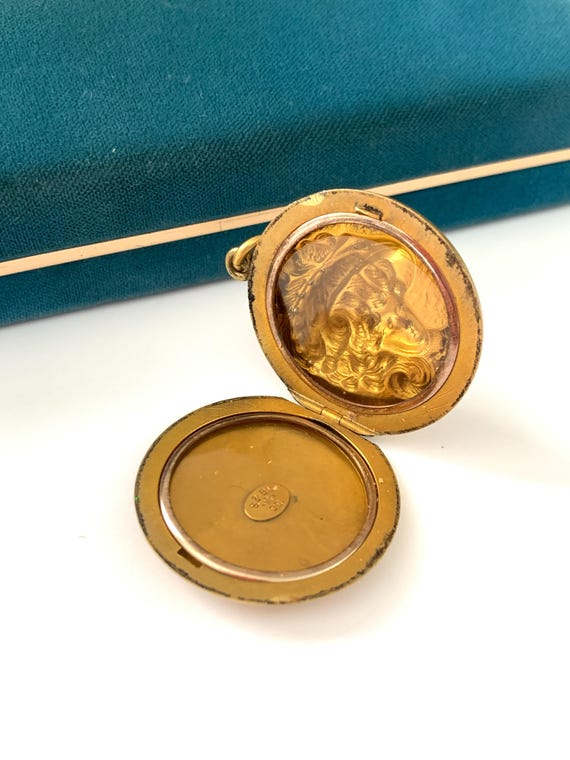 Antique Art Nouveau Side Eye Lady Locket, Vintage Gol… - Gem