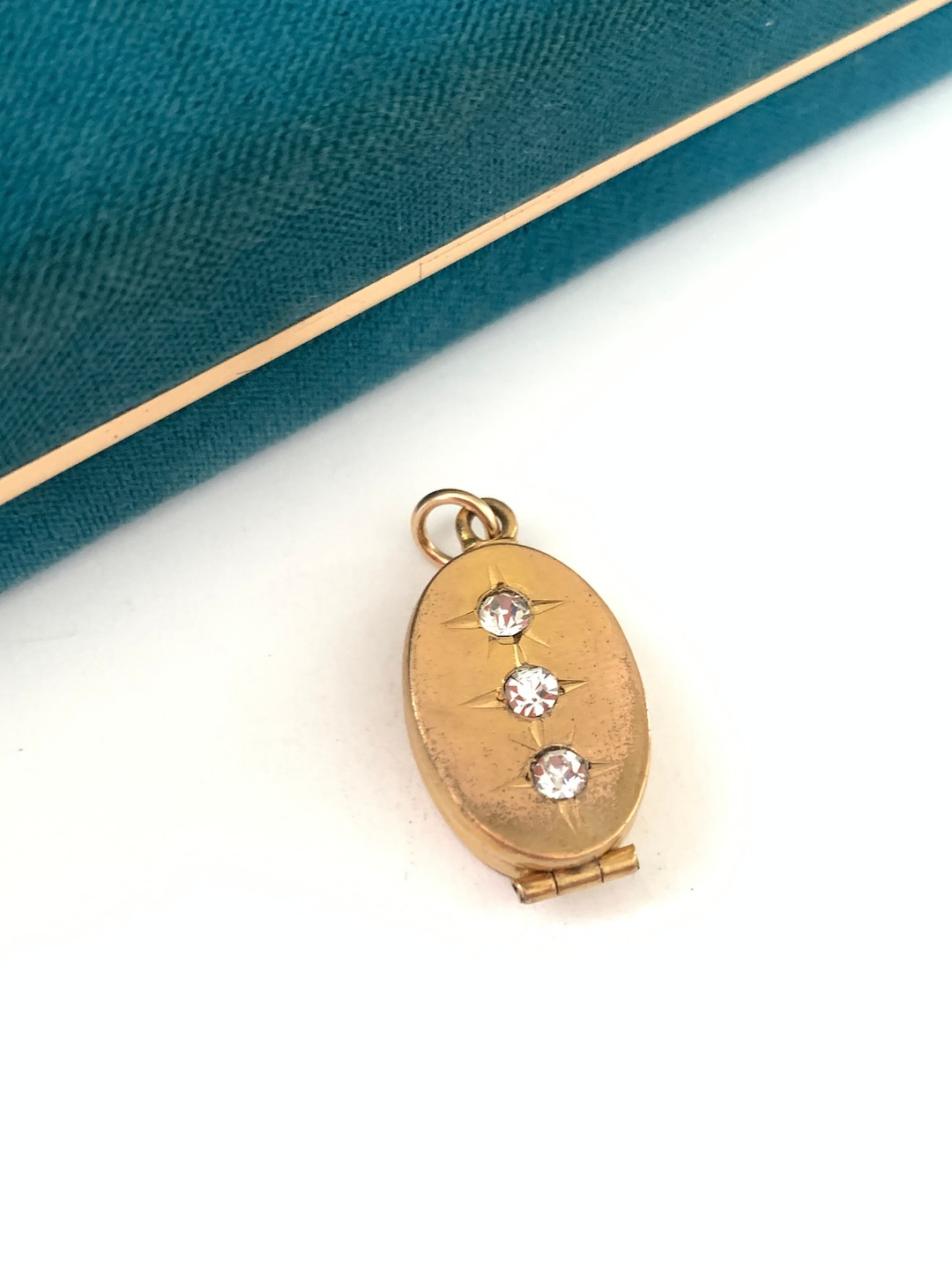 Vintage Victorian Gold Plated Star Pillar Locket, Triple Star Burst ...