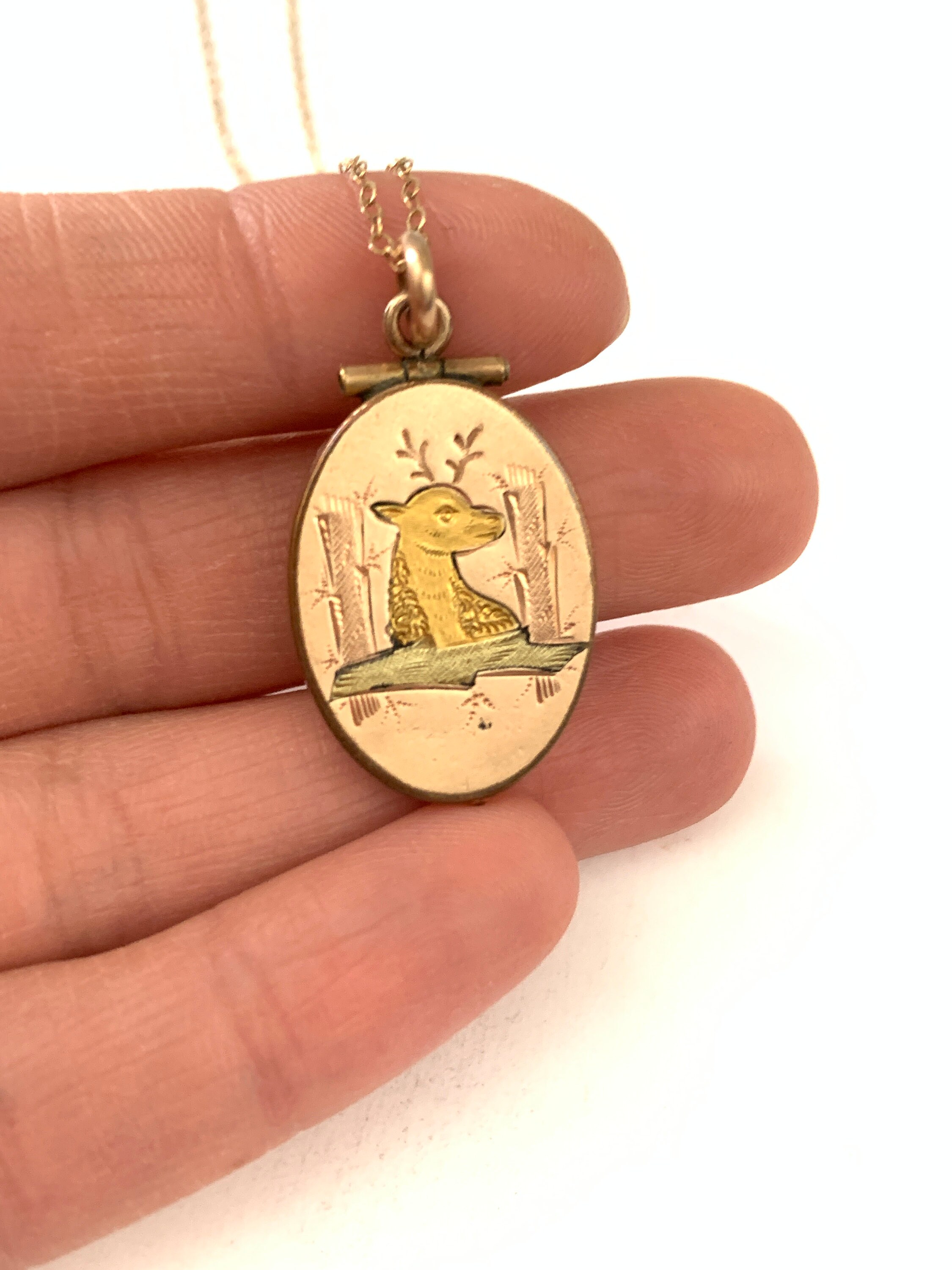 Vintage Tri Tone Gold Filled Stag Locker // Gold Filled Locket - Etsy