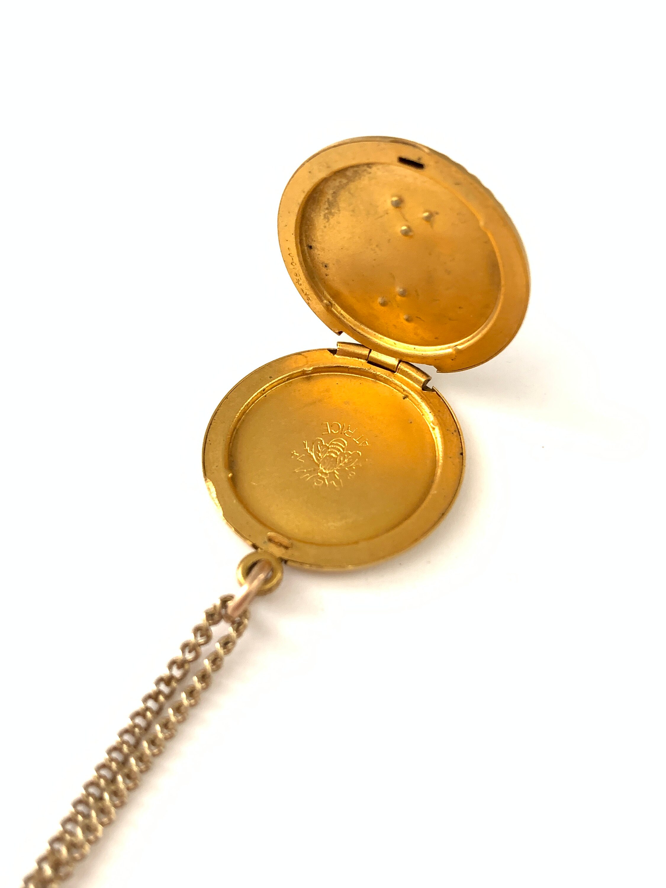 Beautiful Gold Filled Paste Locket Necklace Floral Clover | Etsy