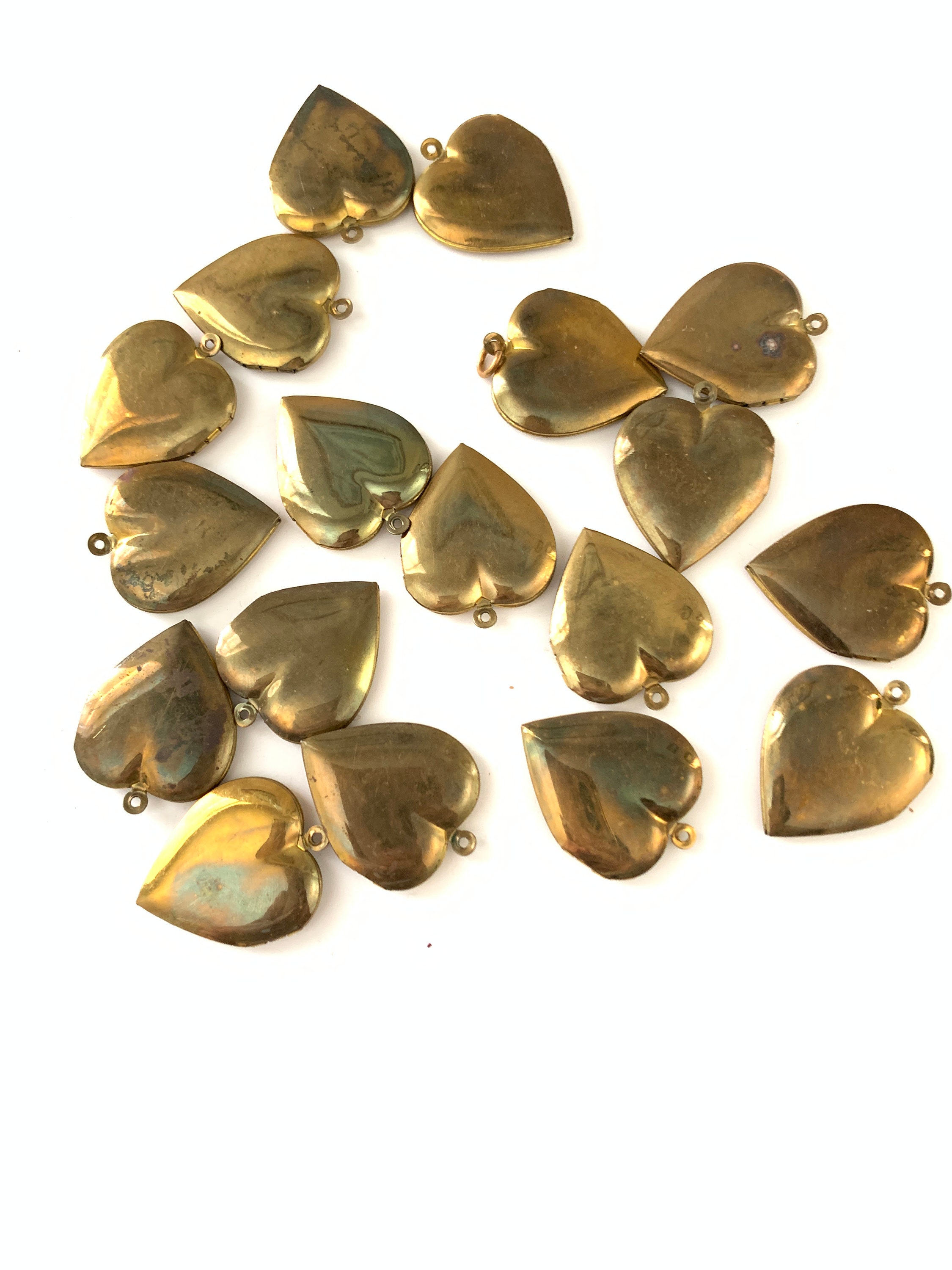 8 Vintage Blank Heart Photo Lockets, Vintage 1950s Heart Locket Blank ...