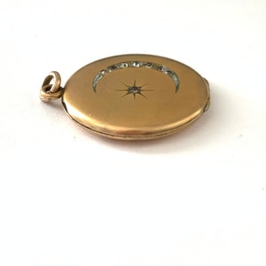 Vintage Crescent Moon and Star Locket, Gold Filled Celestial Locket ...