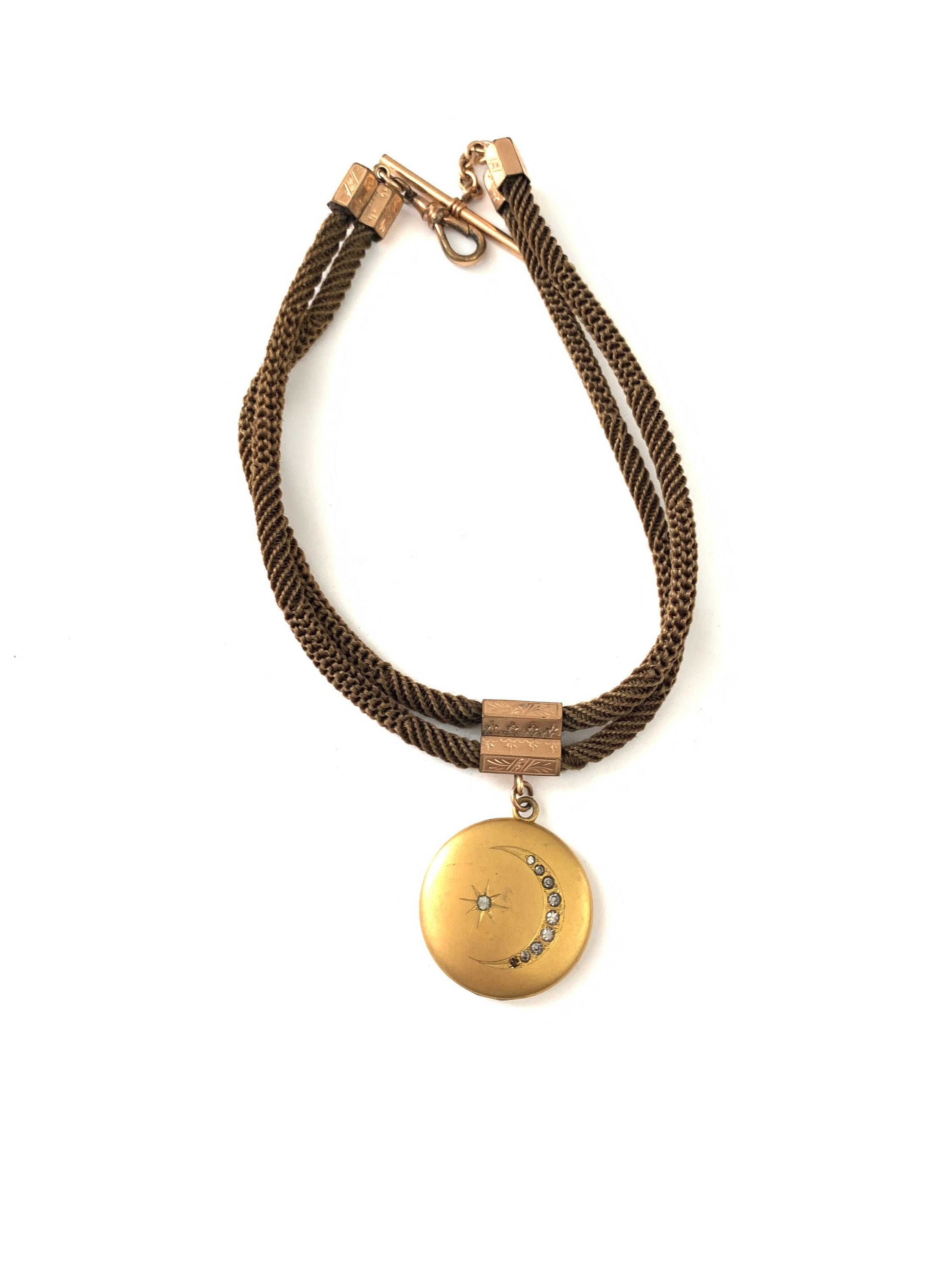 Antique Crescent Moon Star Locket Victorian Mourning Hair | Etsy