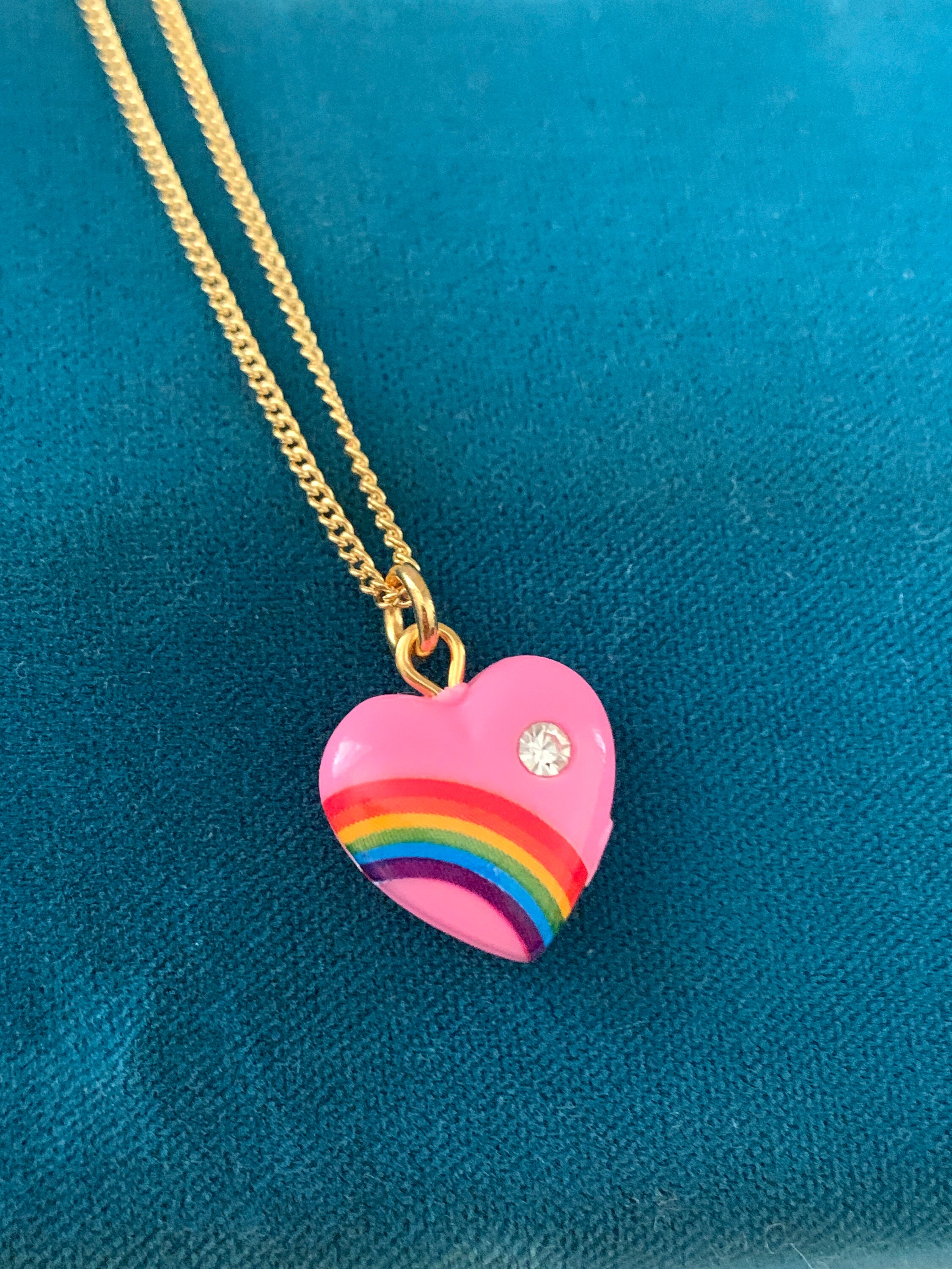 Mini Rainbow Heart Necklace - Etsy
