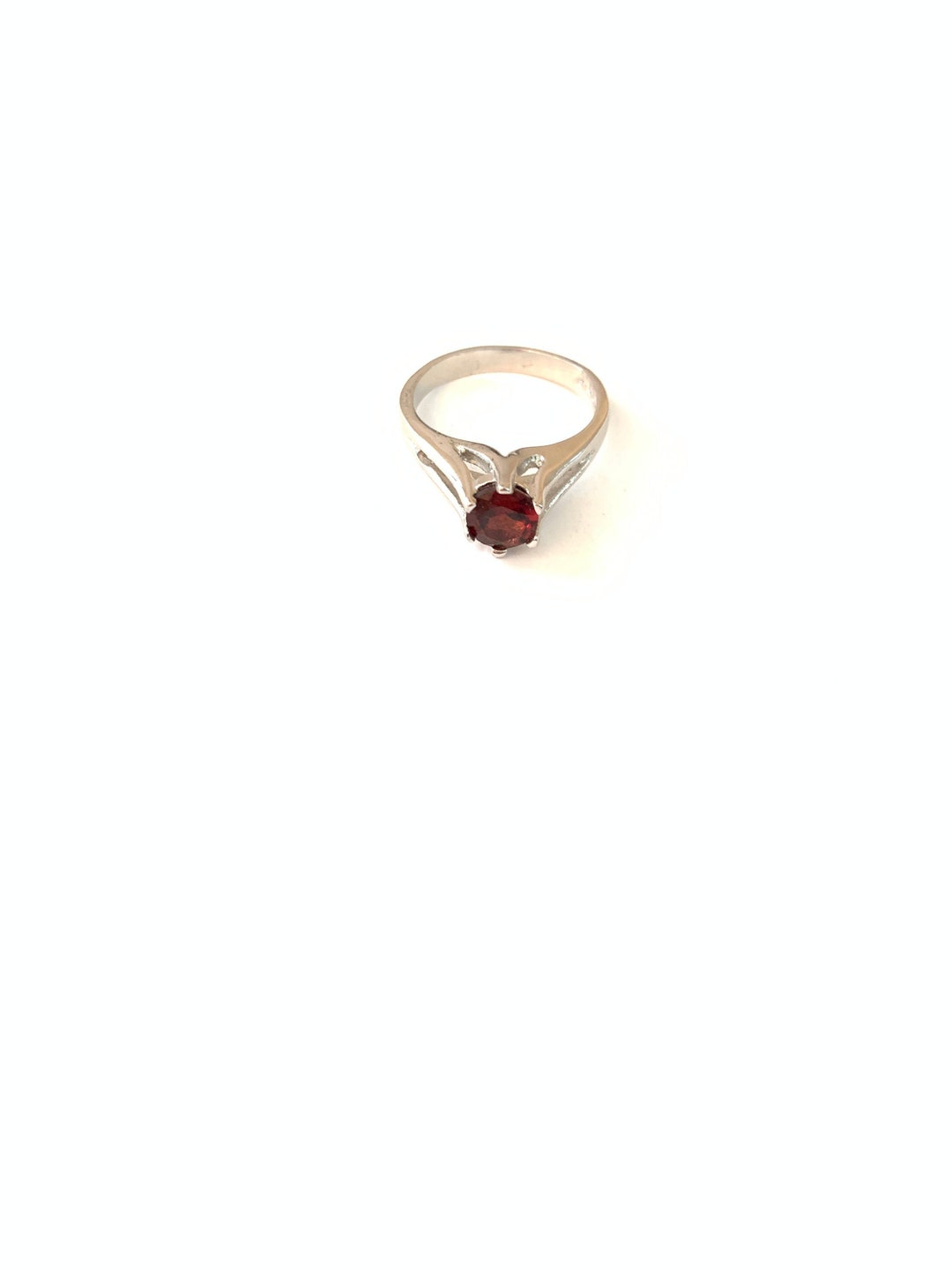 Vintage Sterling Silver Raised Red Rhinestone Ring Size 6 3/4 // Red ...