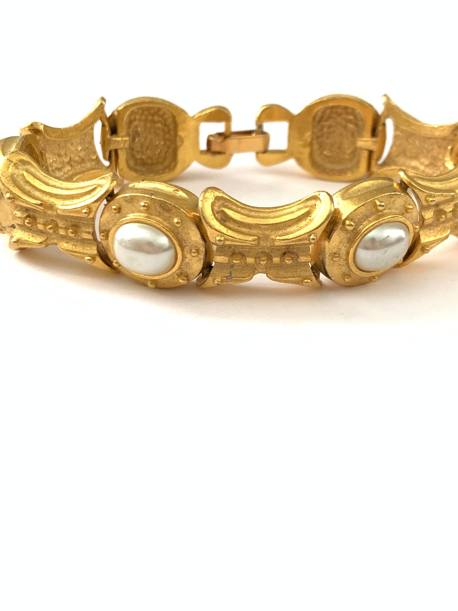 Vintage Etruscan Inspired Granulated Link Faux Pearl Chain - Etsy