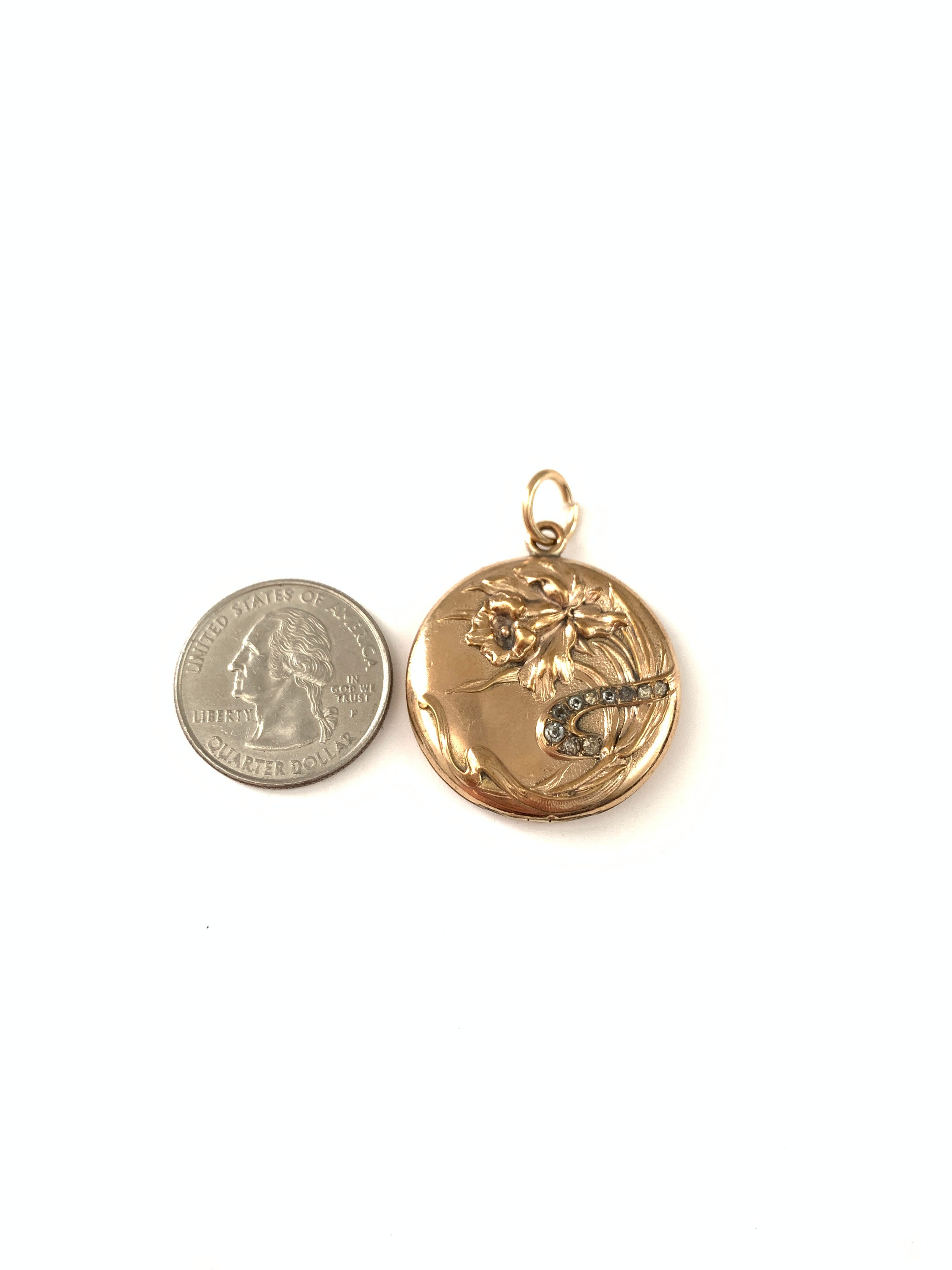 Antique Art Nouveau Gold Filled Flower Locket Paste Locket - Etsy