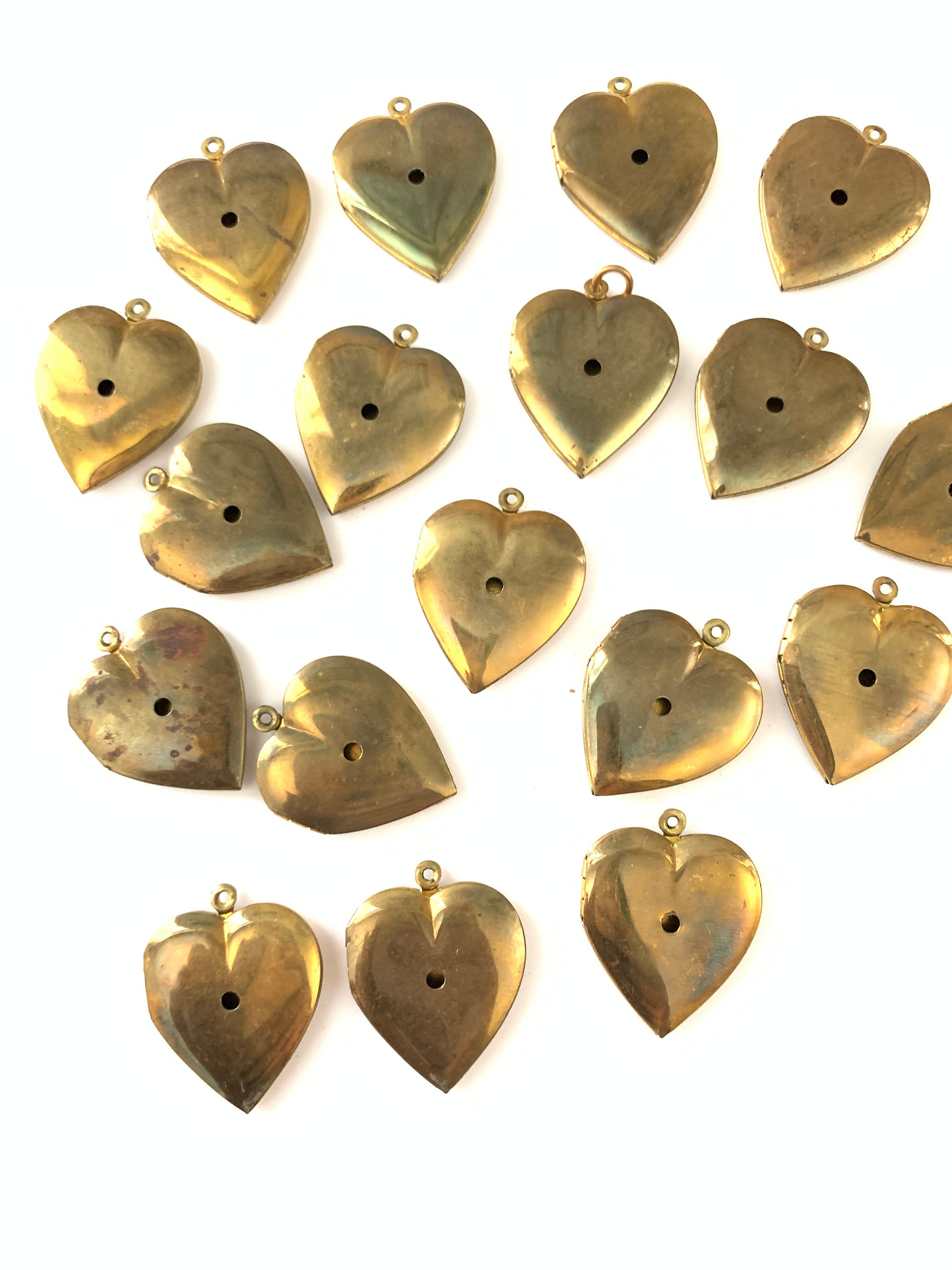 8 Vintage Blank Heart Photo Lockets, Vintage 1950s Heart Locket Blank ...