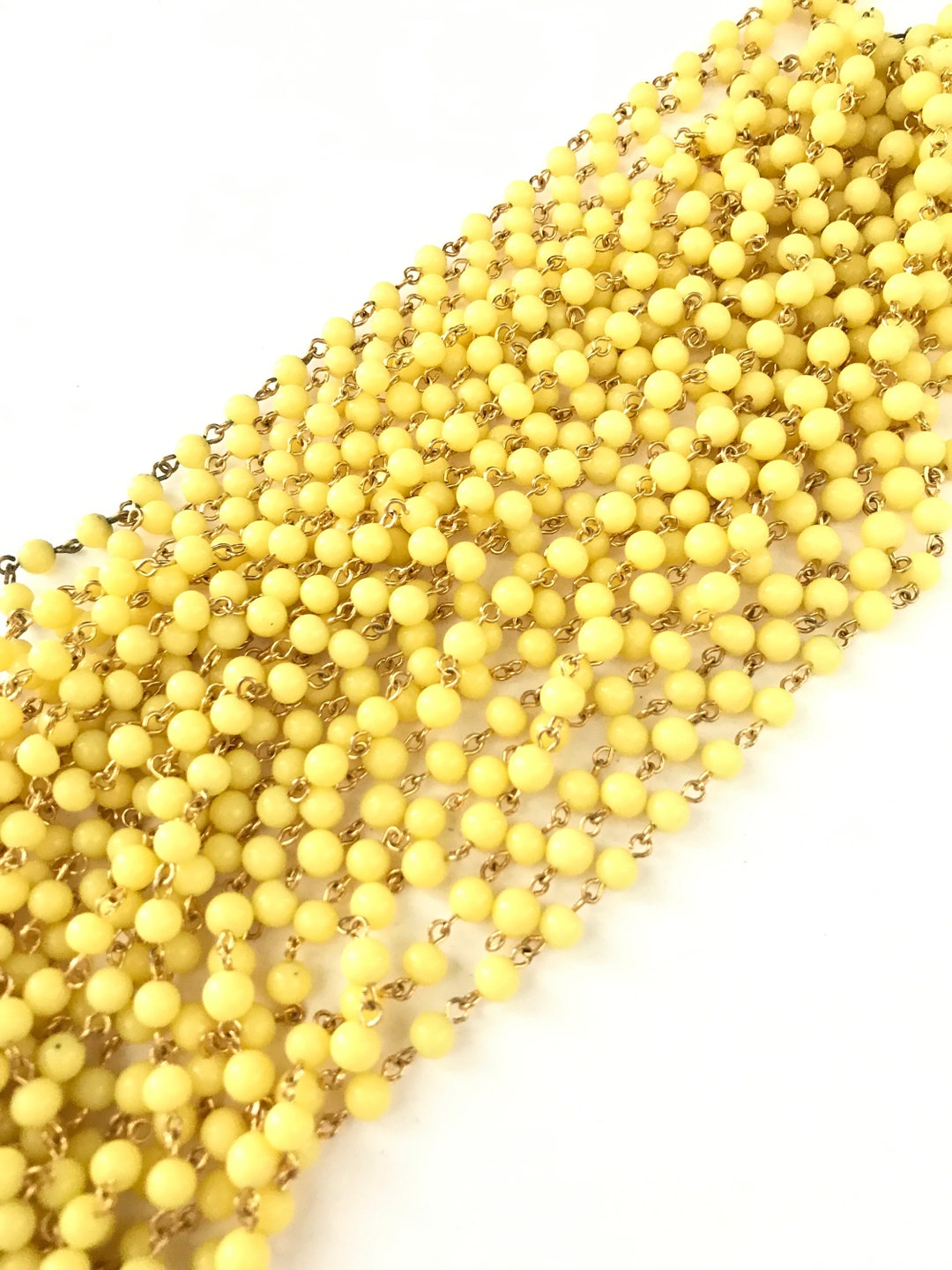 Vintage Yellow Glass Beaded Chain, Vintage Glass Beaded Chain, Vintage ...