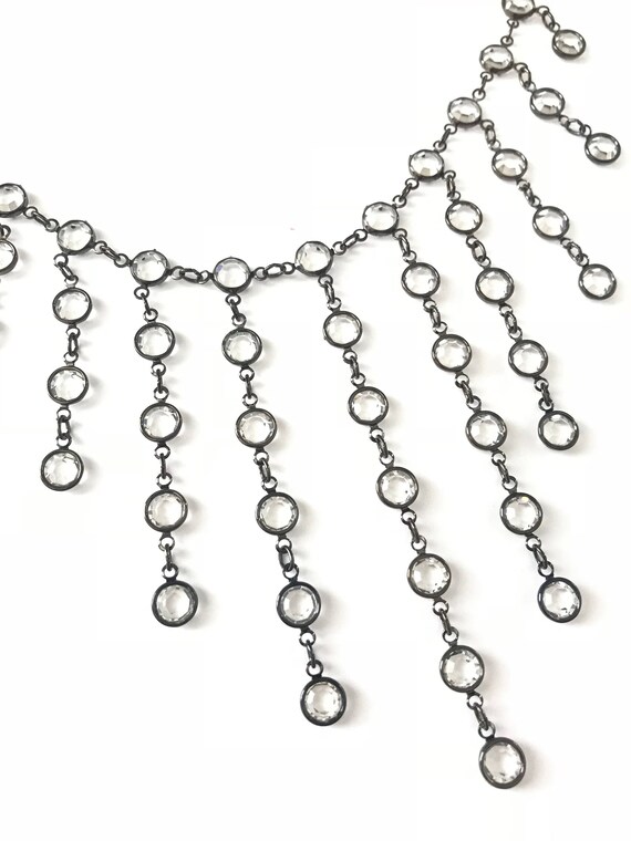 Vintage Crystal Bezel Open Back Statement Necklace, V… - Gem