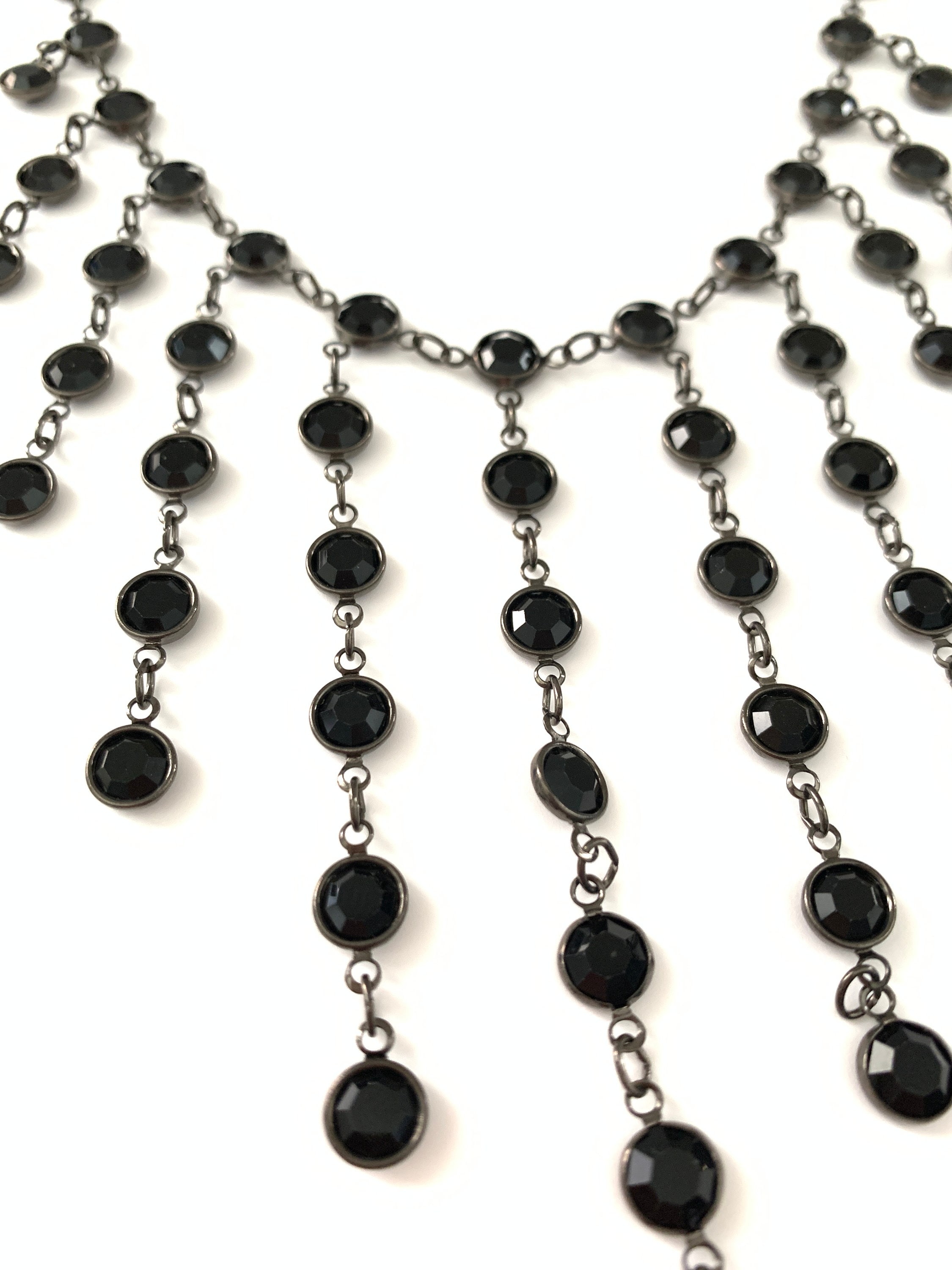 Vintage Crystal Bezel Open Back Statement Necklace // Bib Necklace - Etsy