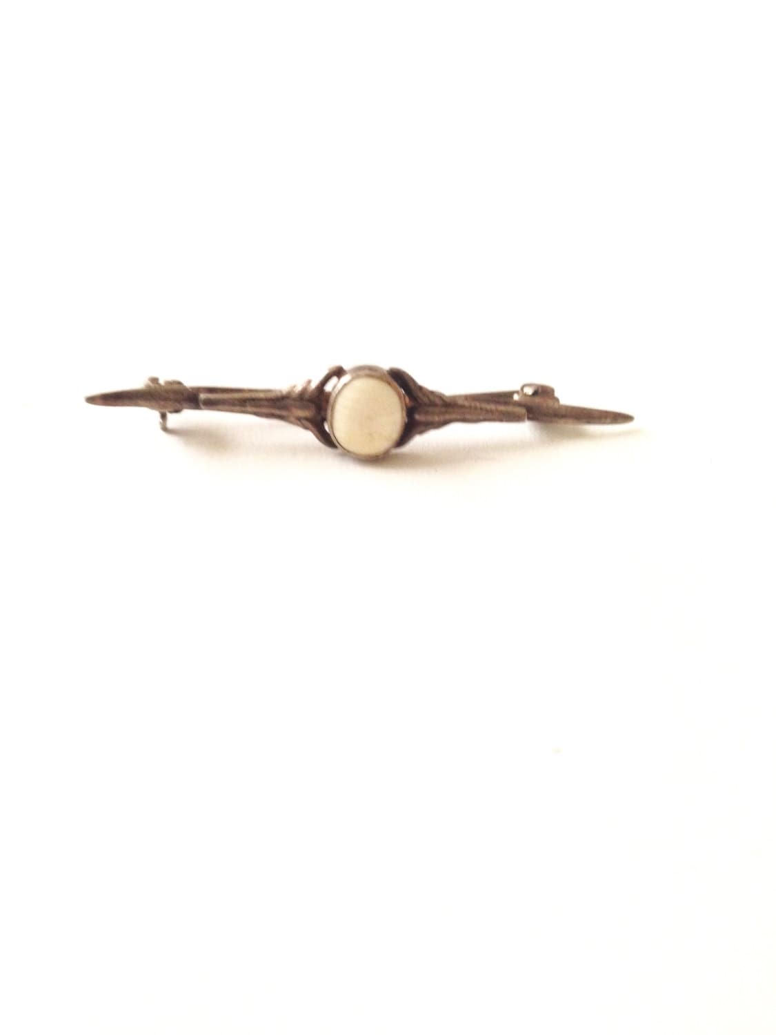 Vintage Silver Thin Bar Pin and White Stone - Etsy