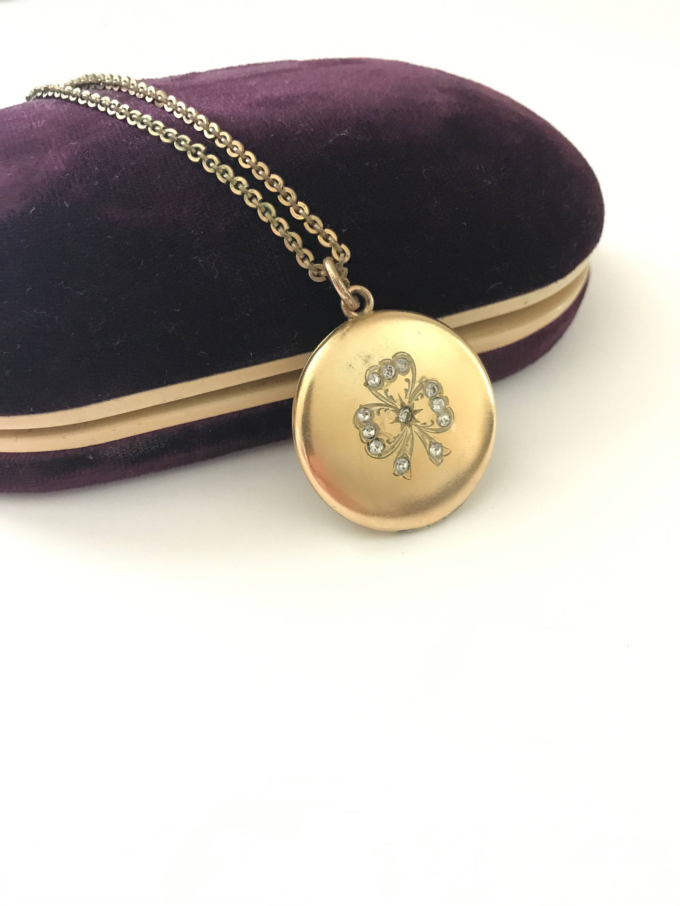 Beautiful Vintage Gold Filled Locket with Paste Rhinestone Bow | Etsy