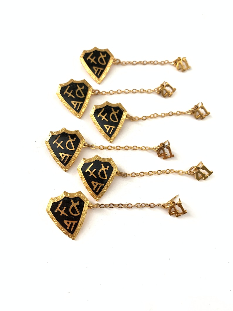 Vintage Lot of Antique Art Deco Fraternity Pins, Gold Tone Enamel ...