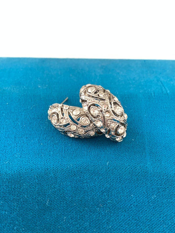 Elegant Victorian Inspired Silver Plated Rhinestone E… - Gem