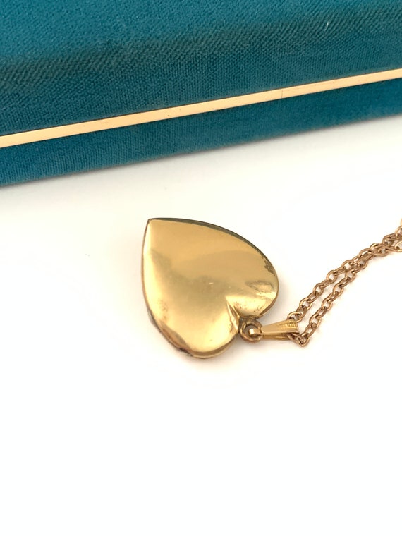 Vintage Gold Filled Nouveau Heart Locket with Red Hea… - Gem