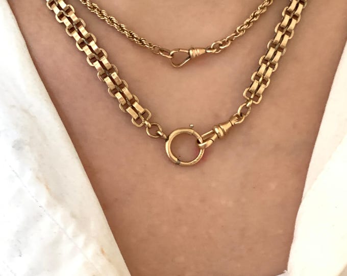 Antique Victorian 18" Gold Filled Double Ladder Link Pocket Watch Chain ...