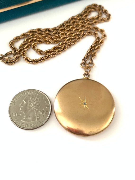 Vintage 1/4 Gold Shell North Star Photo Locket Neckla… - Gem