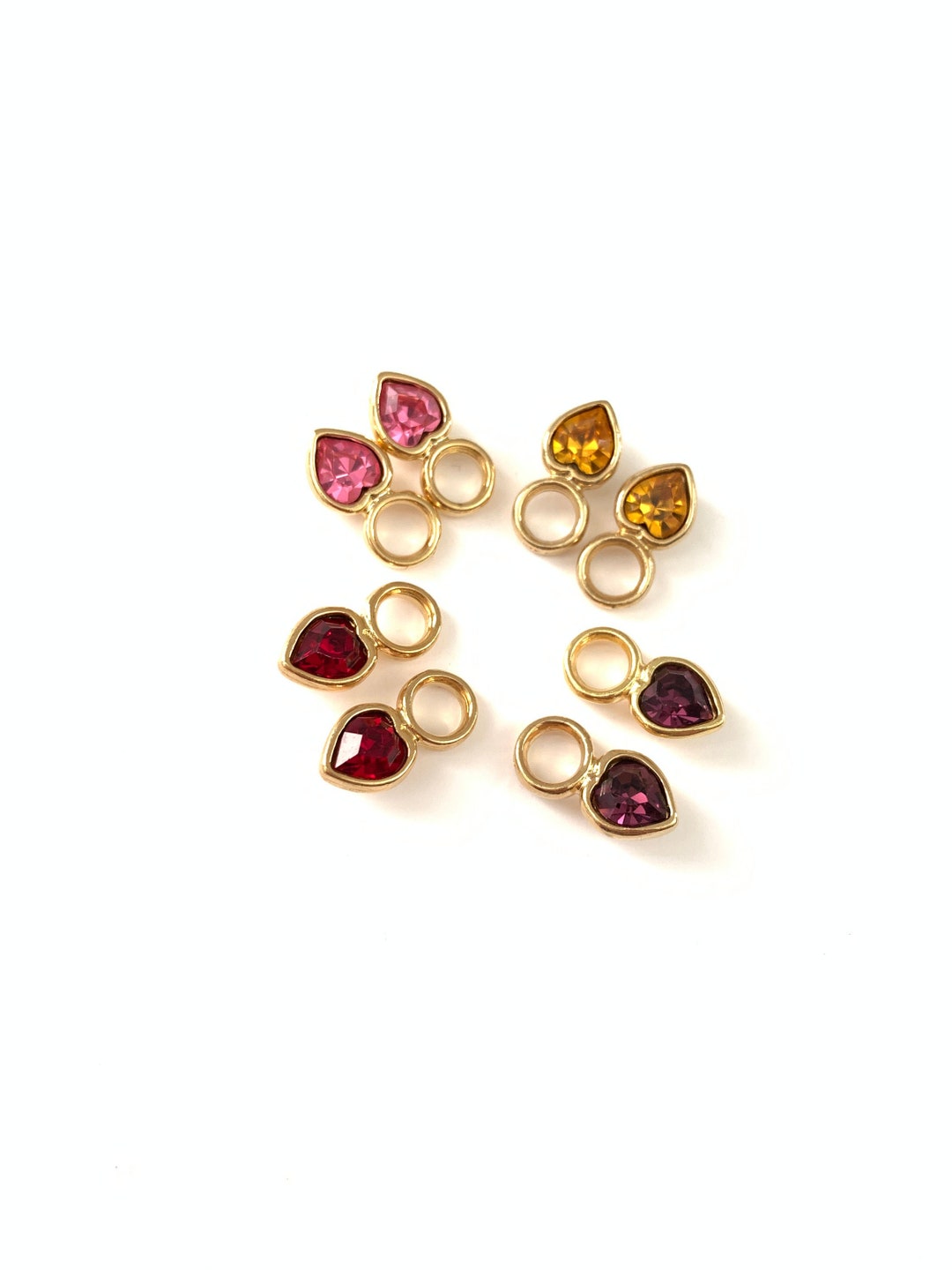 Vintage Hoop Charms, Earring Charms, Heart Charms With Loop, Earring ...