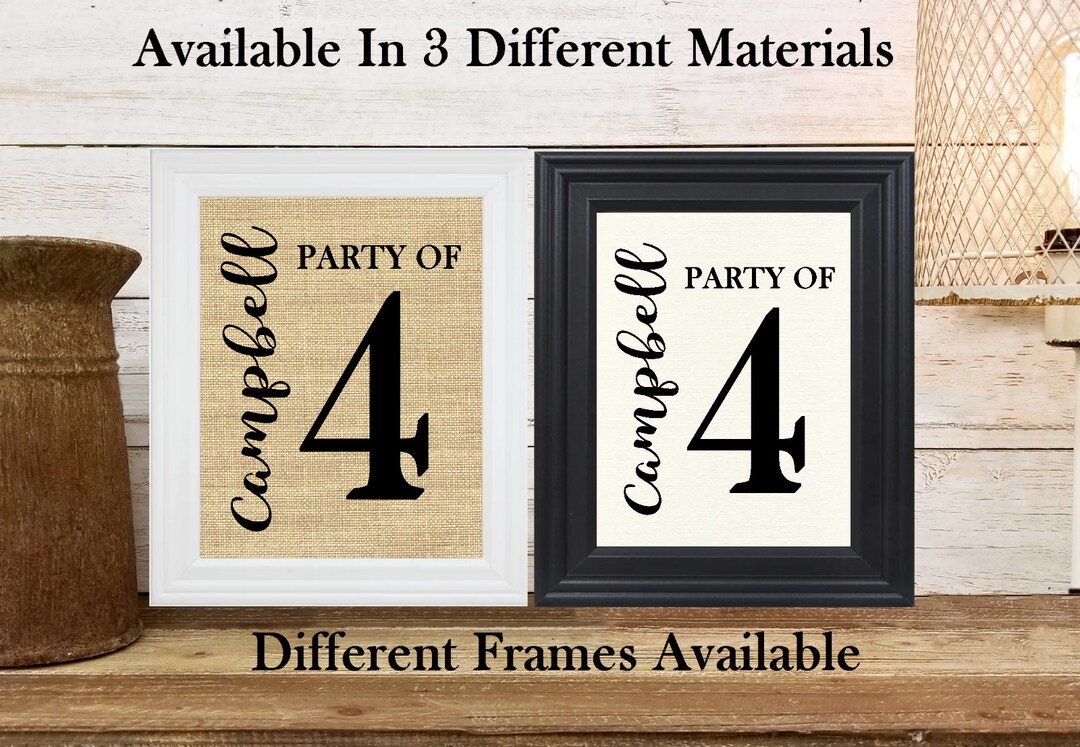 FRAMED Party of 4 Sign Family Name Sign Gallery Wall Decor - Etsy
