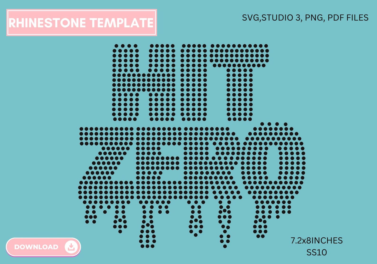 Hit Zero Drip Rhinestone Template, Cheer Rhinestone Template, Cut File ...