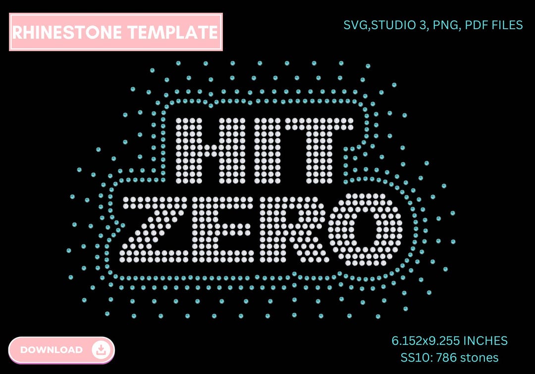 HIT ZERO Cheer Rhinestone Template, Cut File, SS10 Stones, Silhouette ...